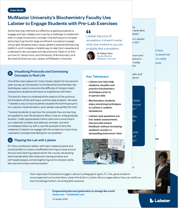 Biochemistry Students at McMaster University Prepare for the Real Lab with Labster | Case Study